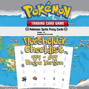 TCG Pokémon Unova Dex Placeholder Cards #494–#649 | Game Sprite Pokédex ...