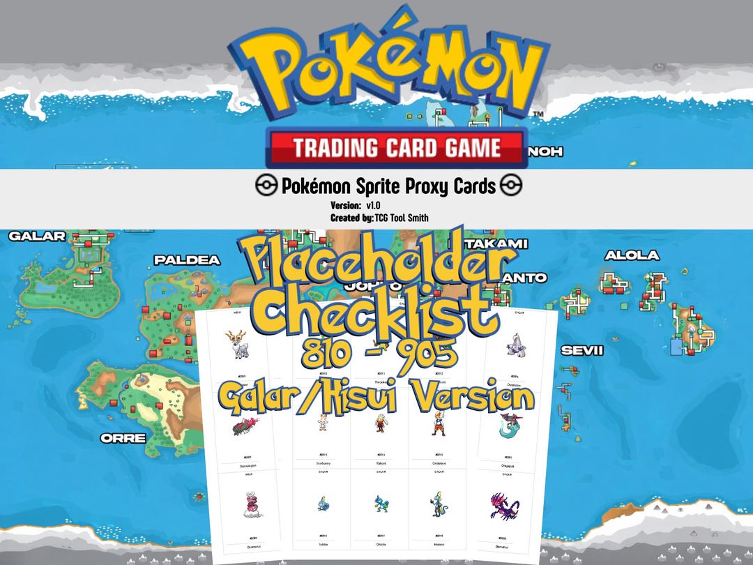 TCG Pokémon Galar/hisui Dex Placeholder Cards #810–#905 | Game Sprite ...