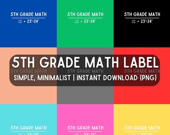 23' 24' Minimalist 1st Grade Math Label for PDF, Folders, Binders ...