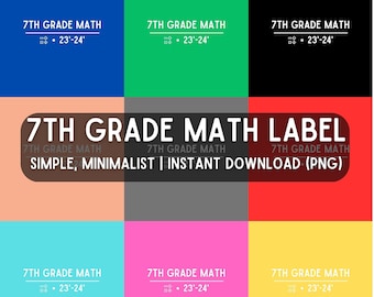 23' 24' Minimalist 1st Grade Math Label for PDF, Folders, Binders ...