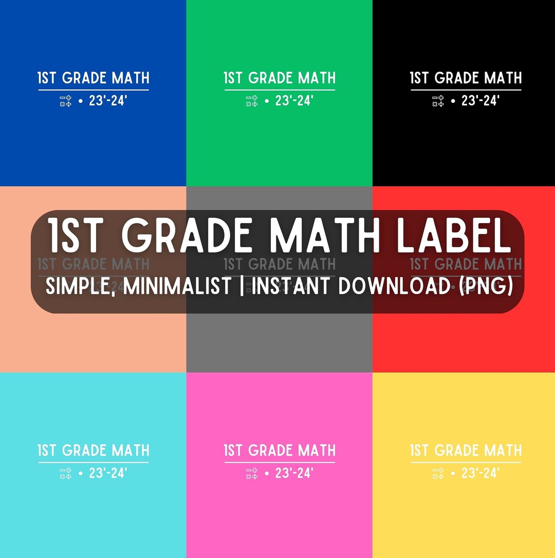 23' 24' Minimalist 1st Grade Math Label for PDF, Folders, Binders ...