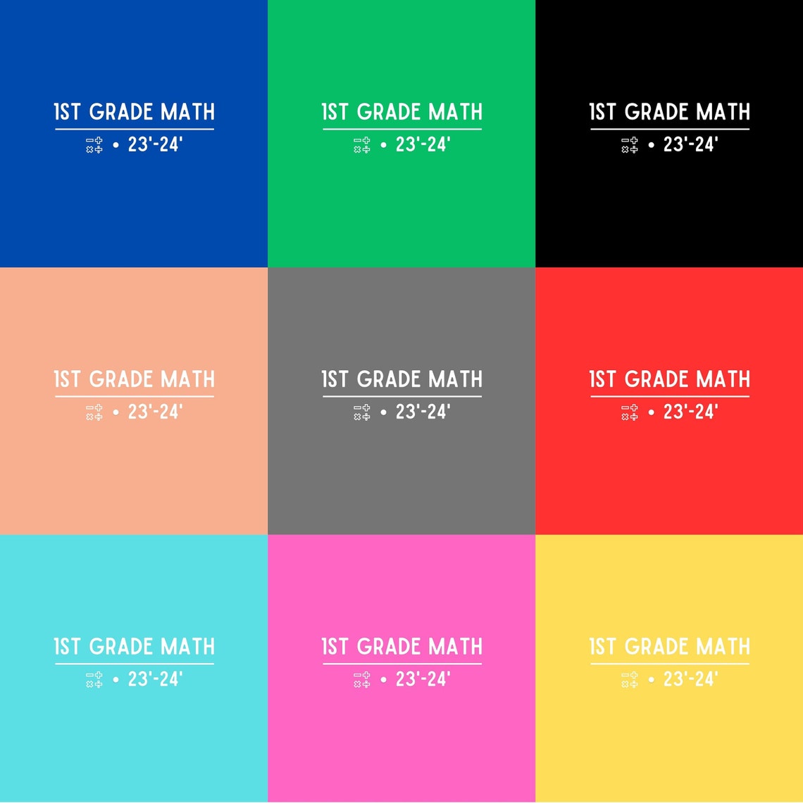 23' 24' Minimalist 1st Grade Math Label for PDF, Folders, Binders ...
