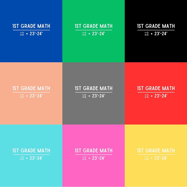 23' 24' Minimalist 1st Grade Math Label for PDF, Folders, Binders ...