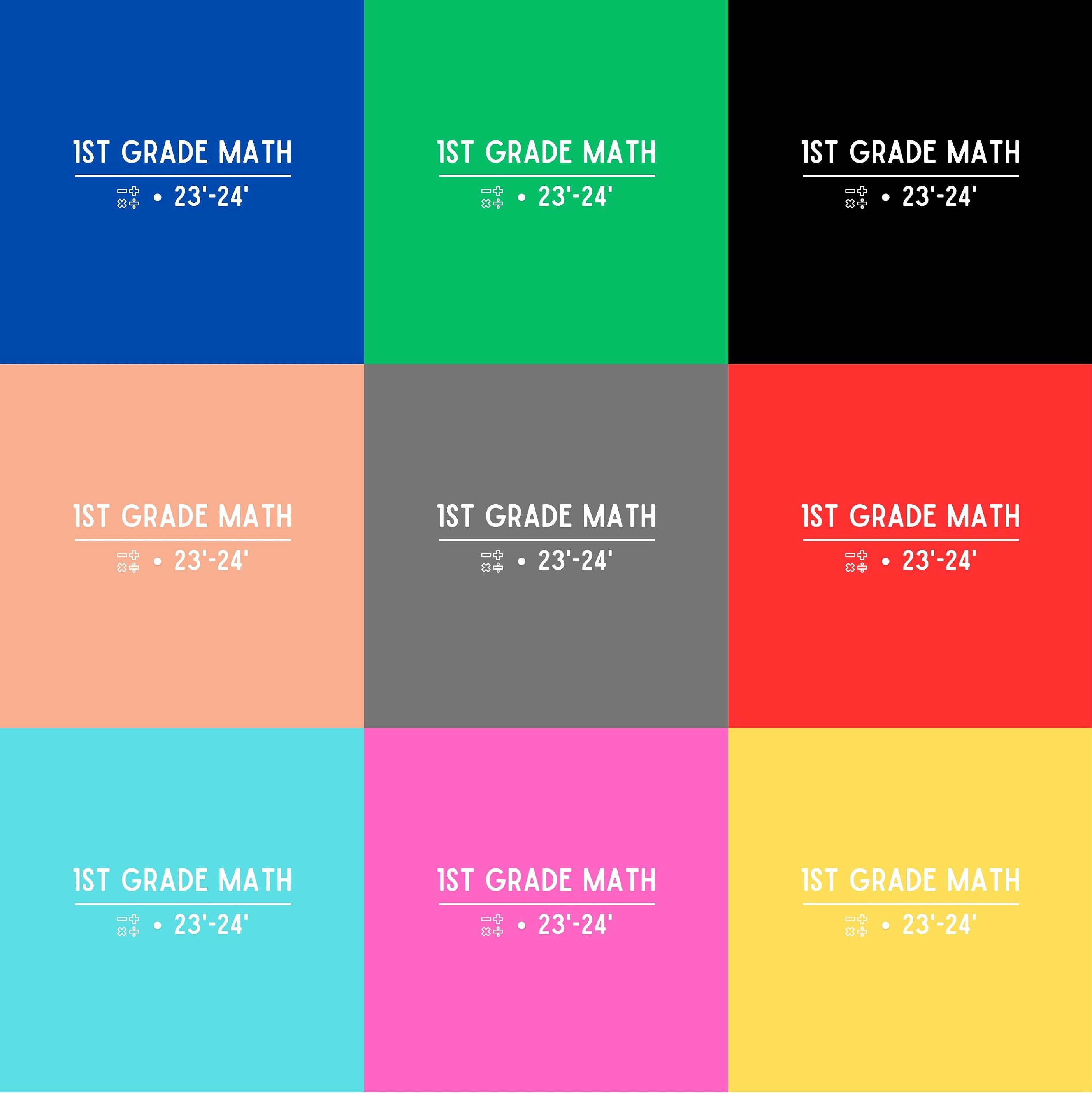 23' 24' Minimalist 1st Grade Math Label for PDF, Folders, Binders ...