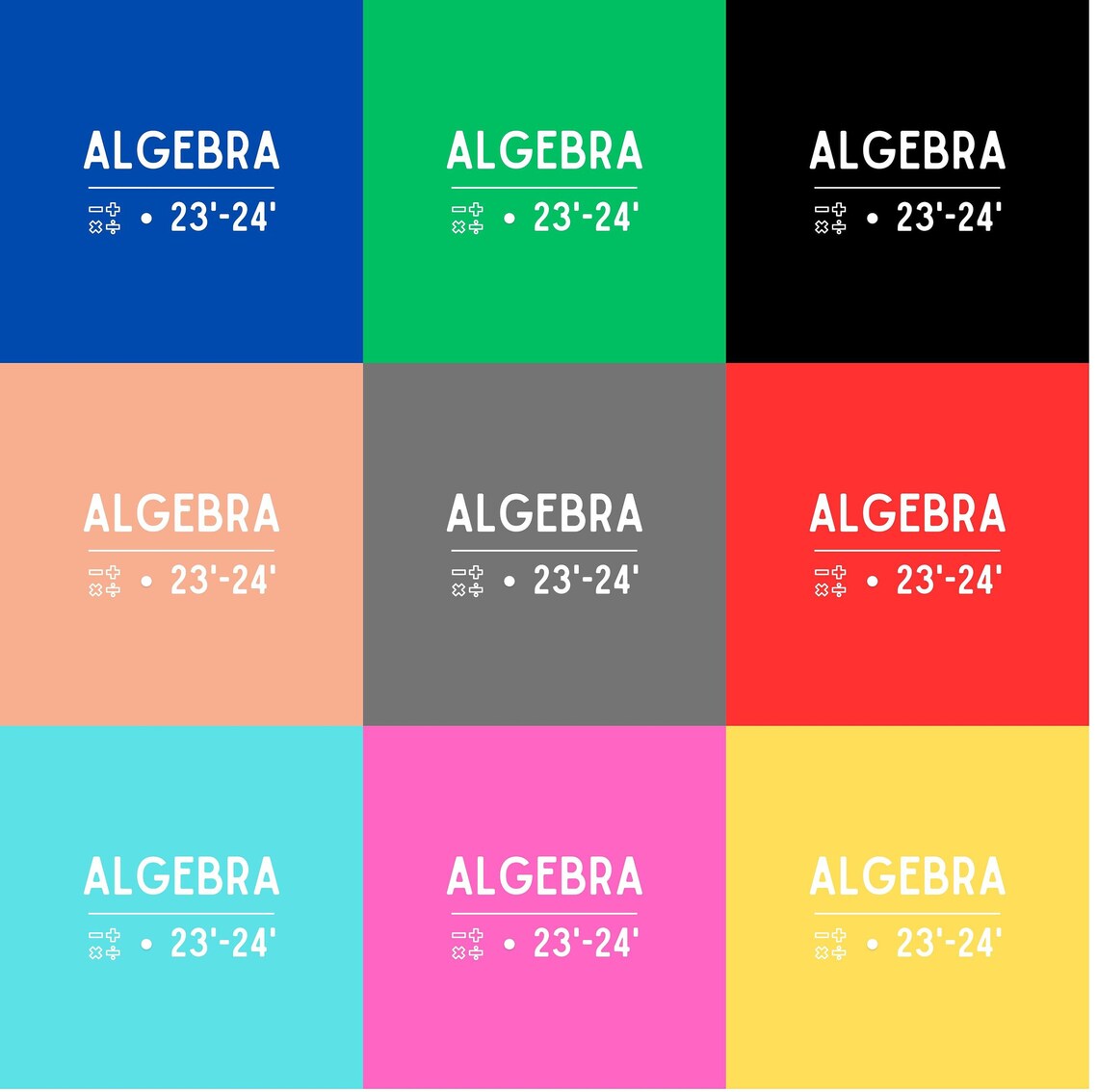 23' 24' Minimalist Algebra Label for PDF, Folders, Binders Simple PNG ...