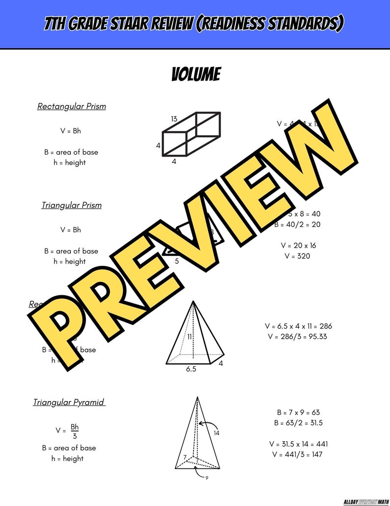 2023 STAAR 7th Grade Math Study Guide | Perfect for Quick Review Before ...