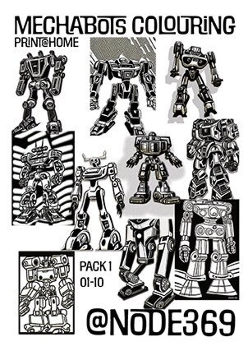 Colouring Pages Digital Download of Mecha Robots Colouring Bundle PDF ...