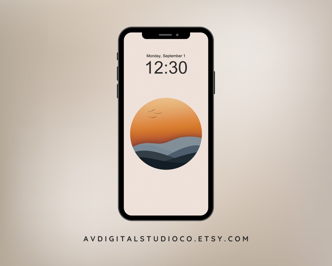 Abstract Sunset Over Waves Wallpaper for iPhone & Android - Home Screen ...