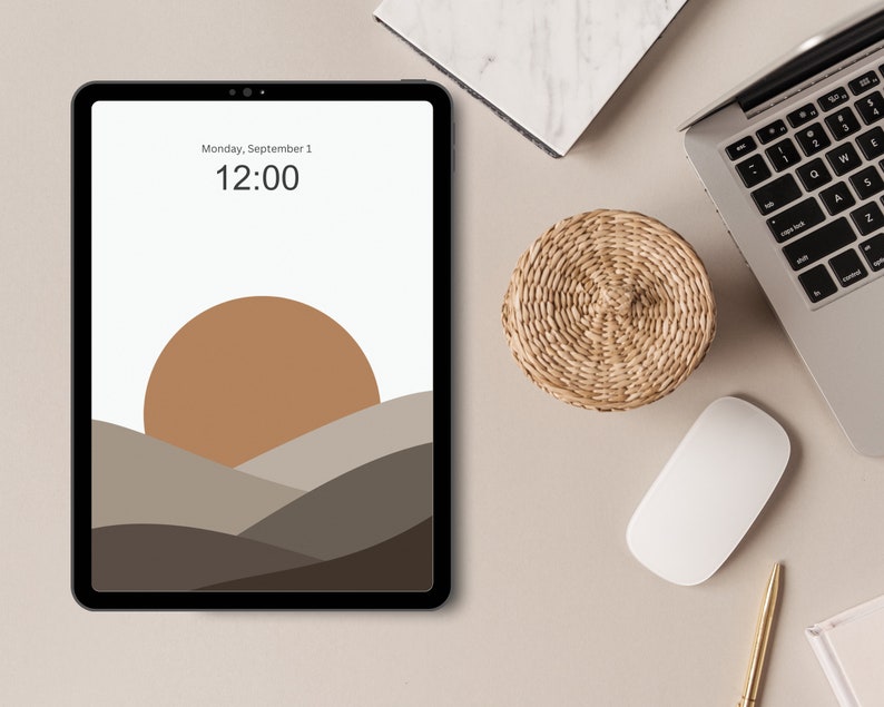 Abstract Sunset Tablet Wallpaper Home Screen Lock Screen Neutral ...