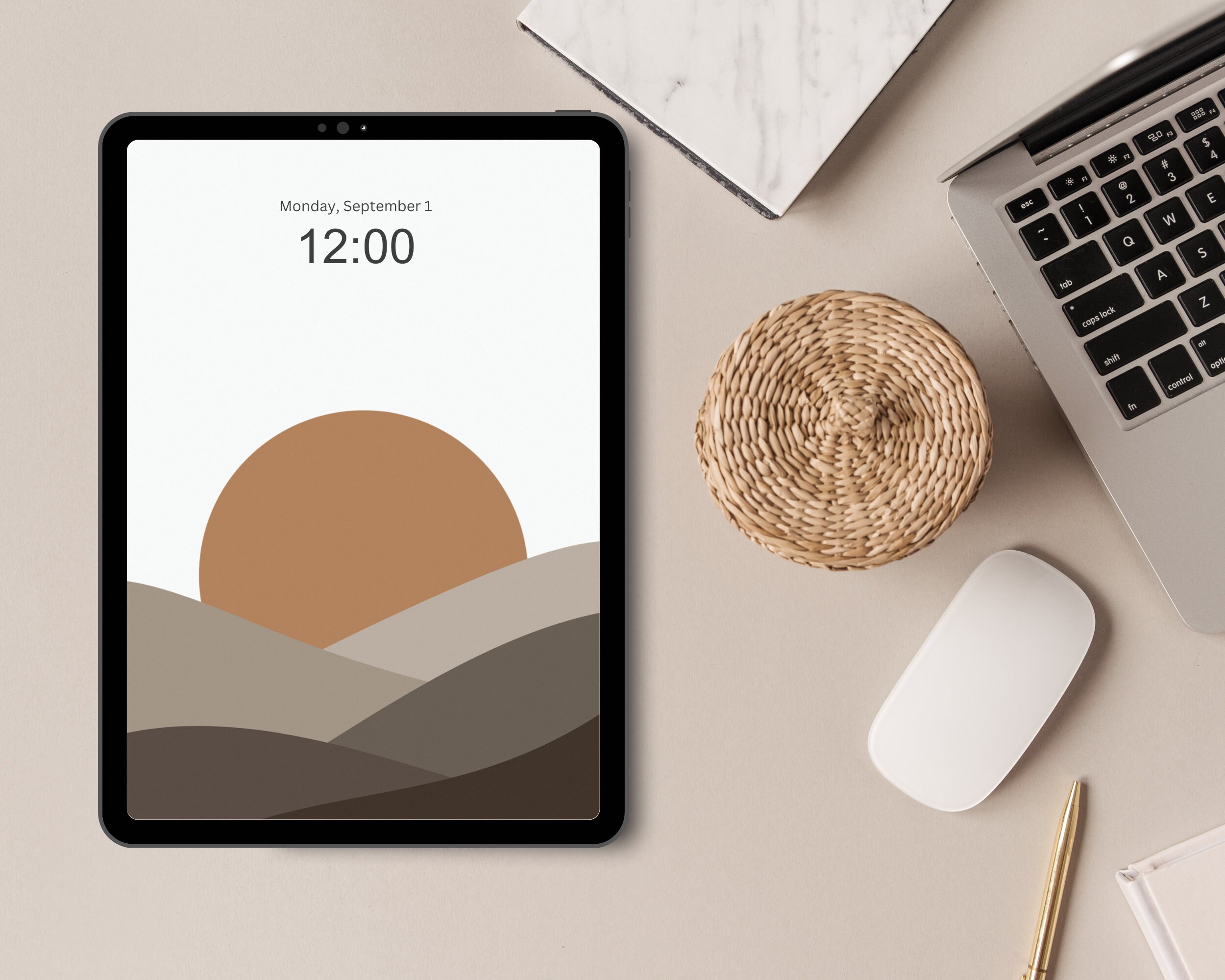 Abstract Sunset Tablet Wallpaper Home Screen Lock Screen Neutral ...