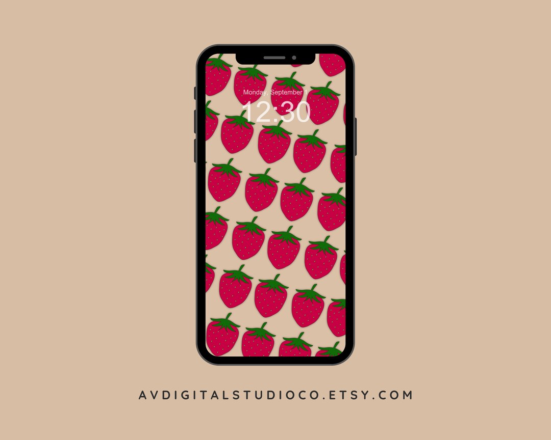 Strawberries Phone Wallpaper Home Screen Lock Screen Cute Girly Summery ...