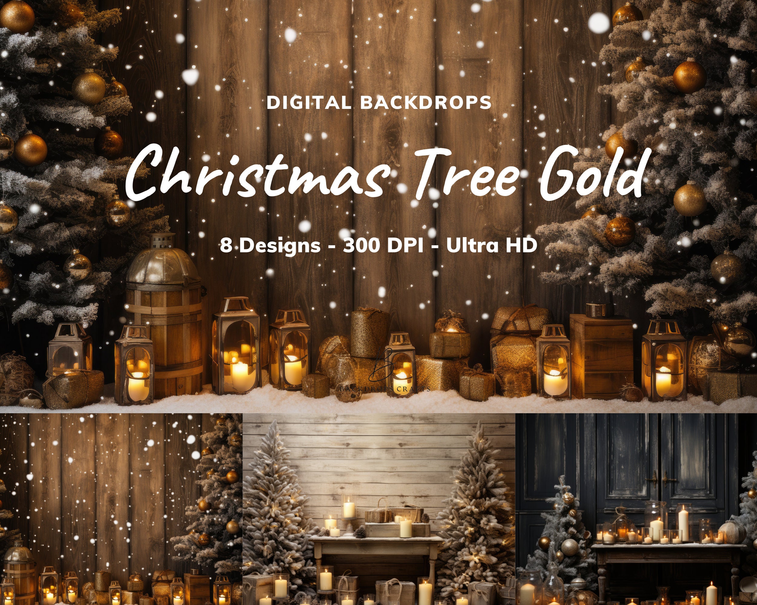 8 Photography Digital Background Winter Christmas Tree - Etsy