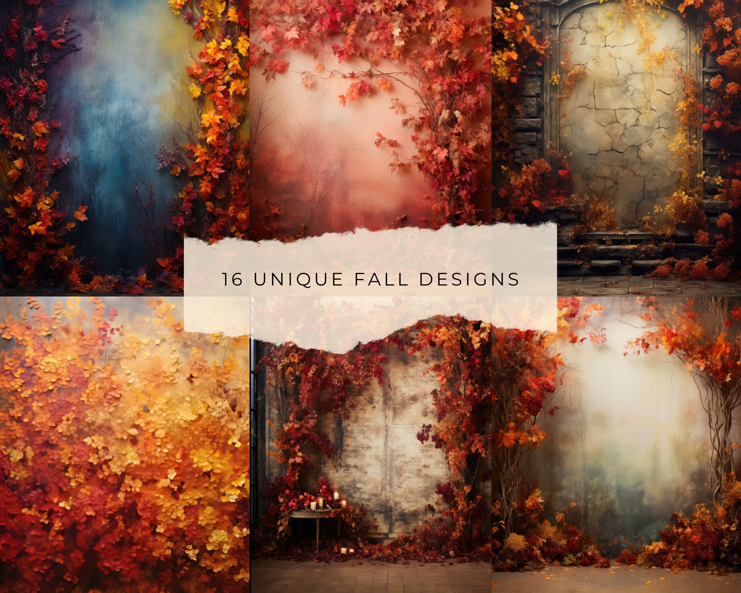 16 Autumn Inspired Digital Backdrops, Fall Studio Props for Photography ...
