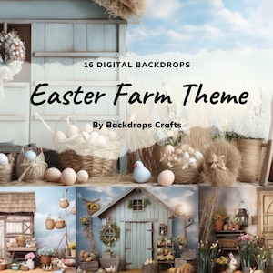 16 Easter Farm Digital Backdrop Templates Easter Theme Studio ...