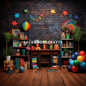 Back to School Digital Backdrops, Elementary Backgrounds for Children ...