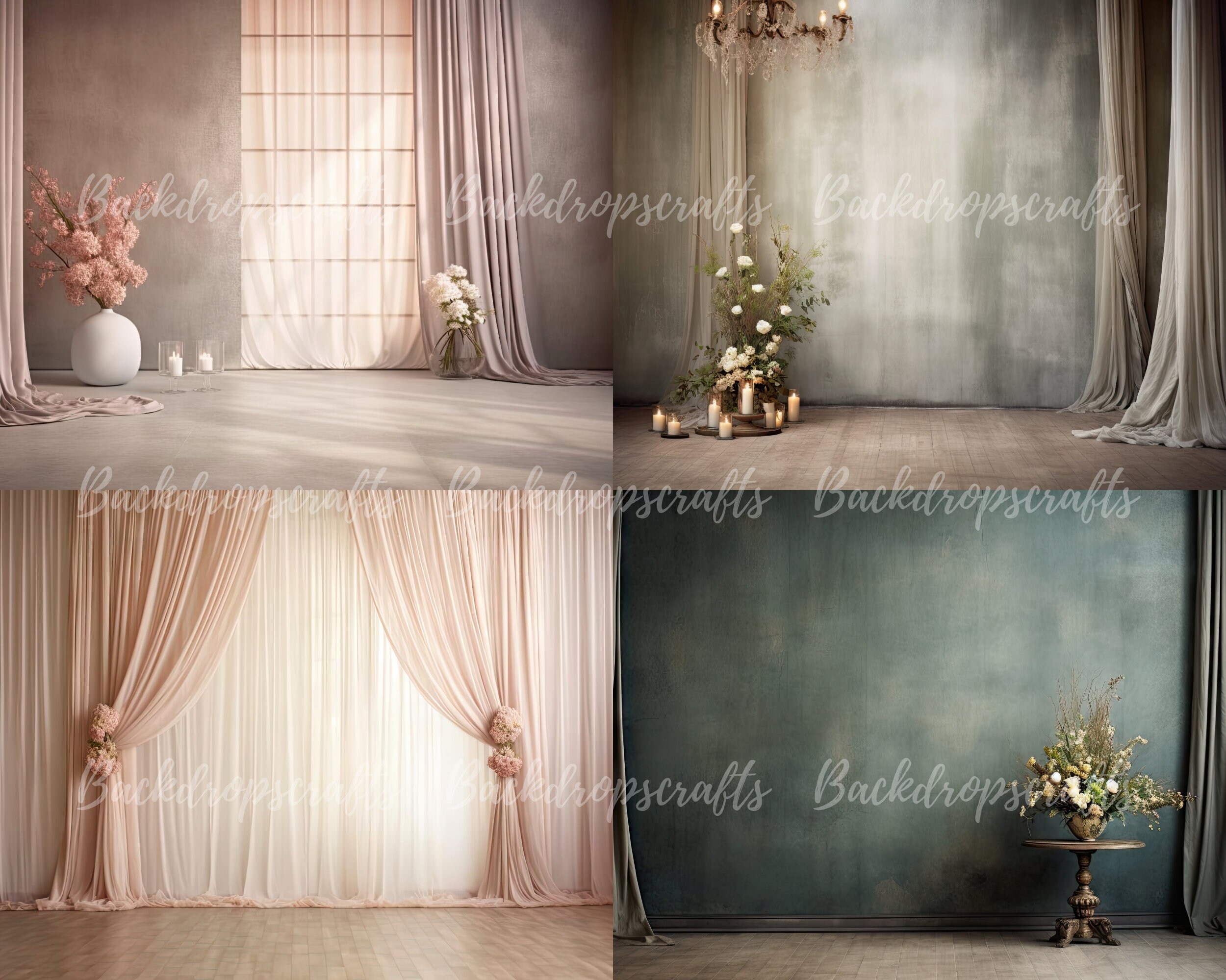 24 Maternity Floral Digital Backdrops, Stunning Maternity Photoshoot ...
