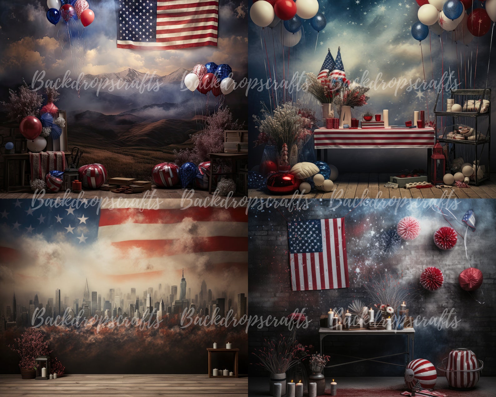 4th of July Digital Backdrops Mega Bundle Patriot Holiday Independence ...