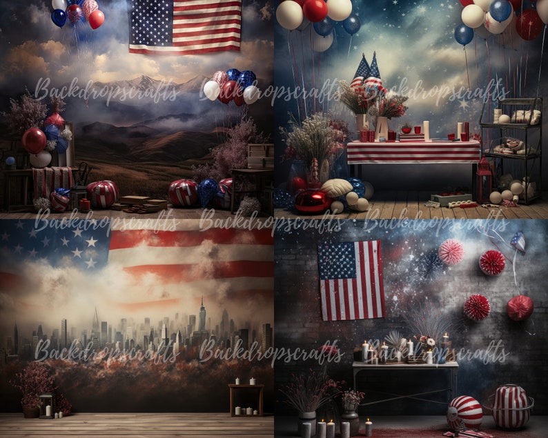 4th of July Digital Backdrops Mega Bundle Patriot Holiday Independence ...