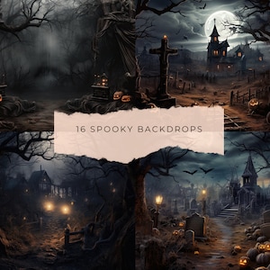 16 Halloween Digital Backdrops of Haunted Hills, Scary Backgrounds ...