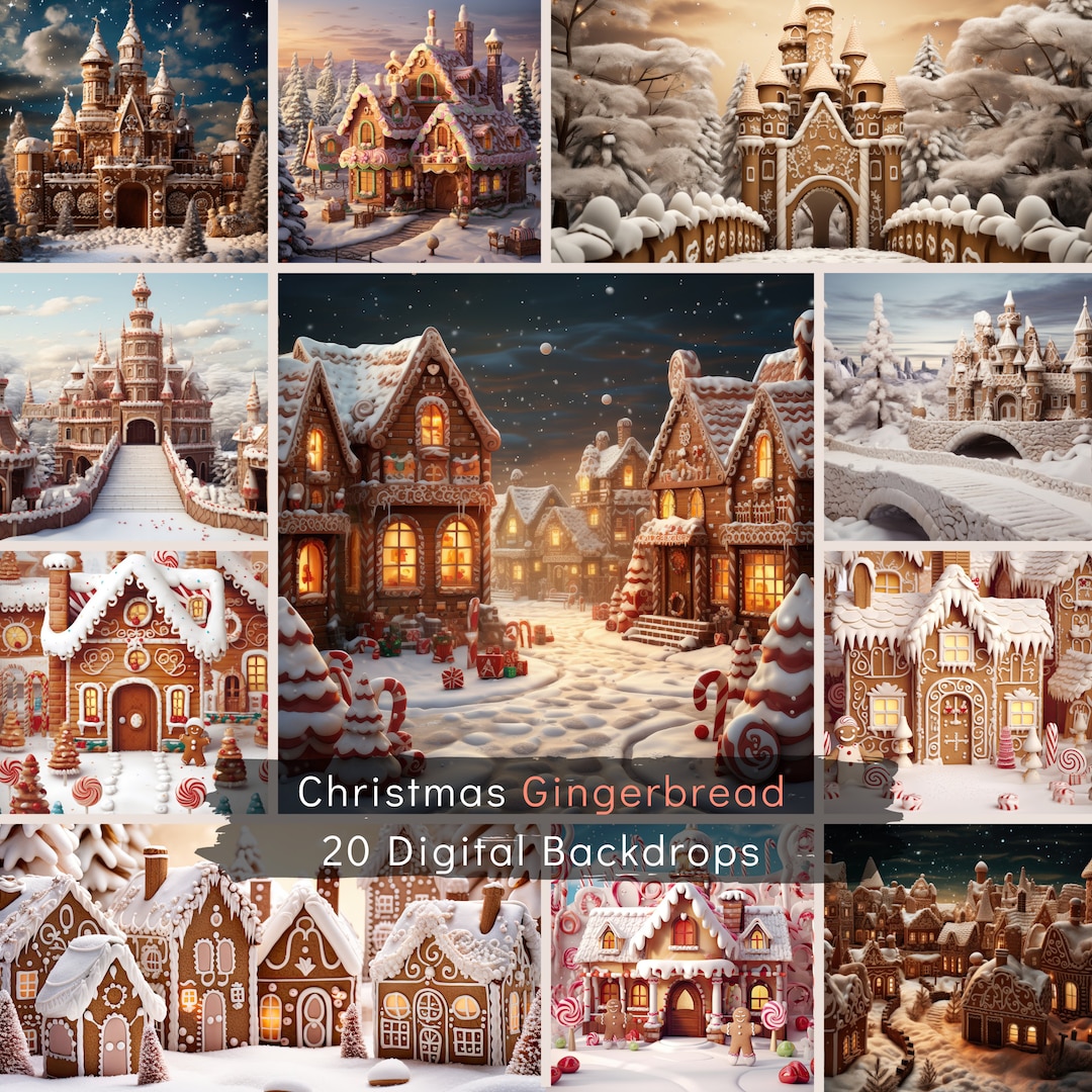 Christmas Gingerbread Digital Background, 20 Christmas Newborn Backdrop ...