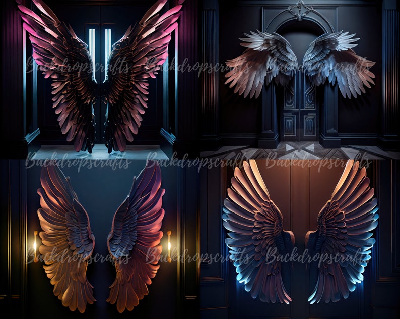 20 Digital Backdrops, Angel Wings Digital Backgrounds, Photography ...