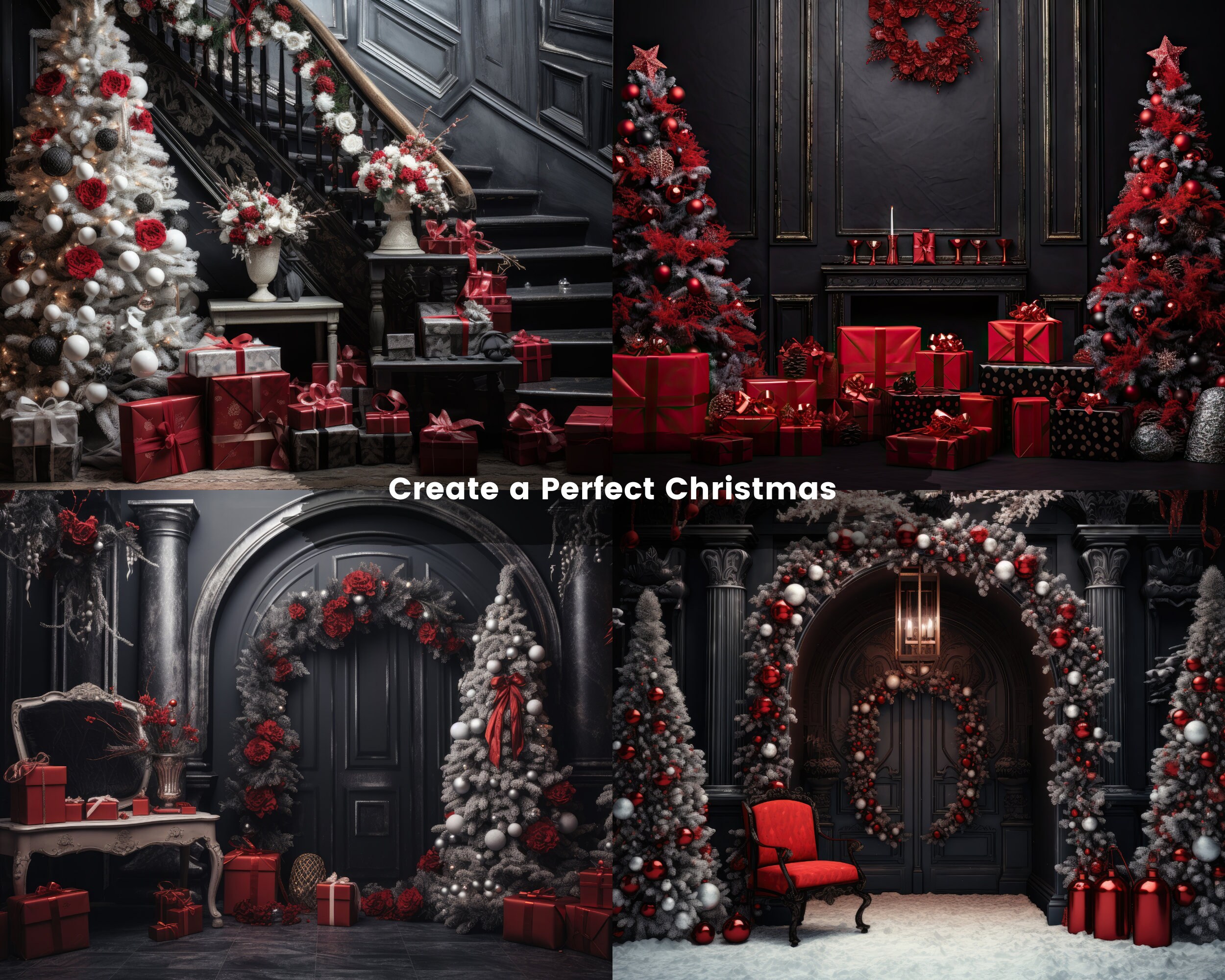 Vintage Christmas Portrait Backdrops for Photography Dark and - Etsy