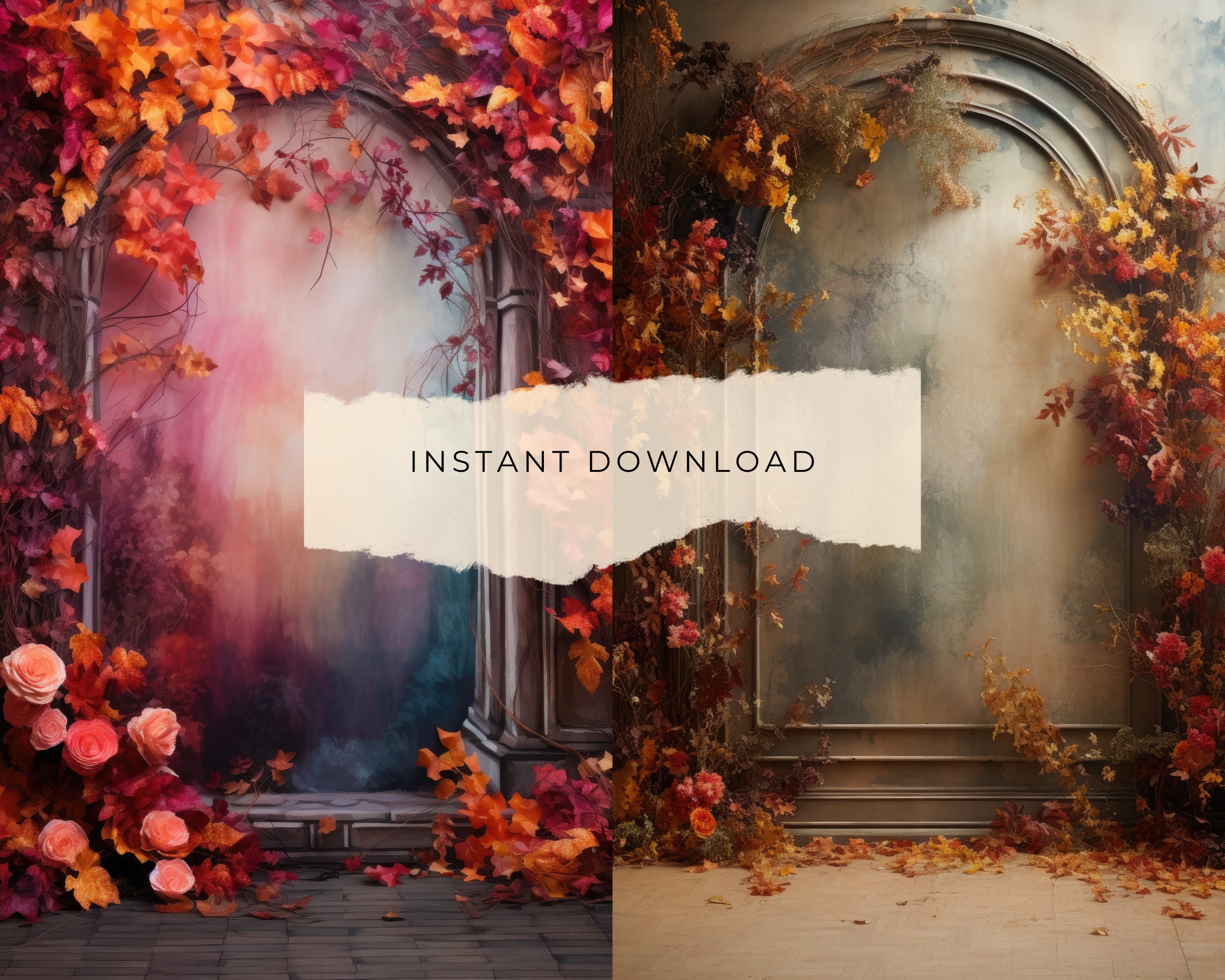 16 Autumn Inspired Digital Backdrops, Fall Studio Props for Photography ...