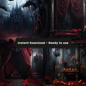 Vampire Digital Backdrops, Dark Room Photography for Halloween, Moody ...