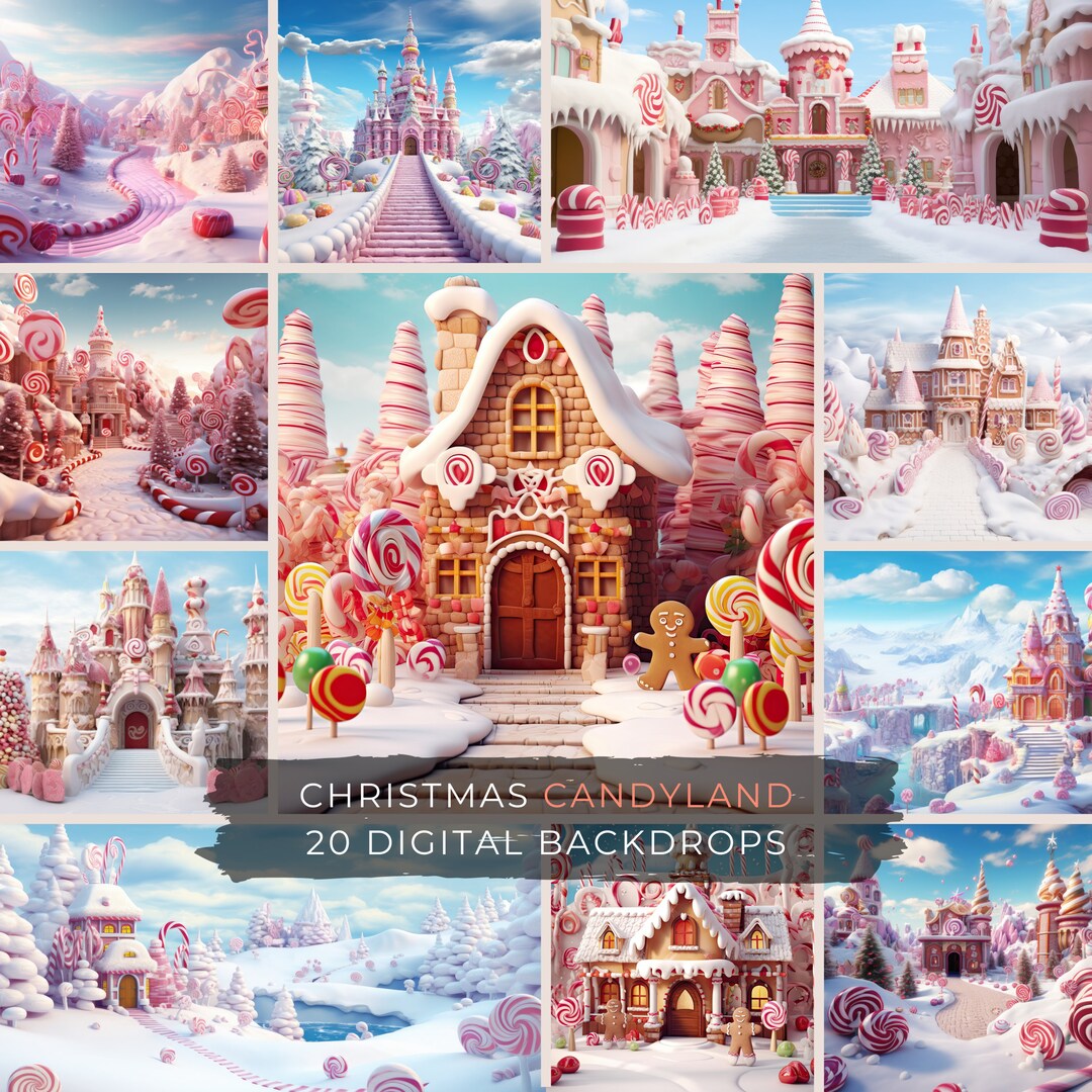 Christmas Candyland Digital Backdrops, Winter Holiday Composite ...