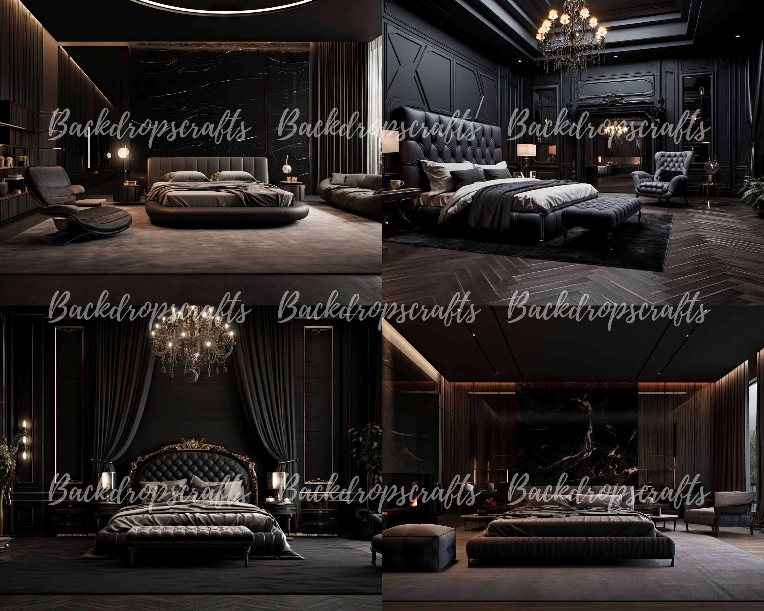 16 X Digital Zoom Backgrounds, Dark Digital Backdrops Bedrooms Mansions ...