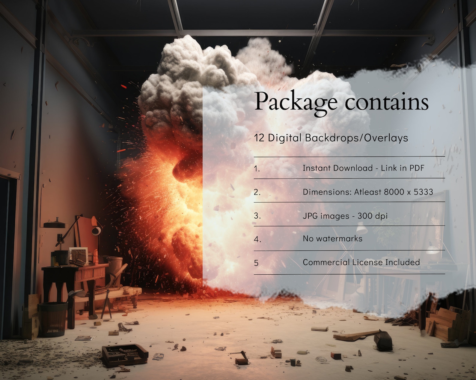 Explosive Studio Room Digital Backdrop | 12 Oppenheimer Themed ...