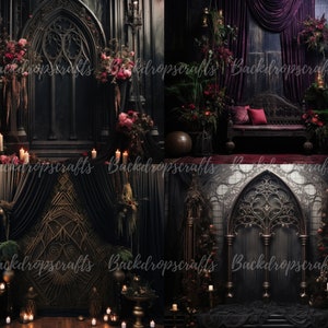 16 Vampire Gothic Backdrop Overlays Digital Backgrounds Floral Overlays ...