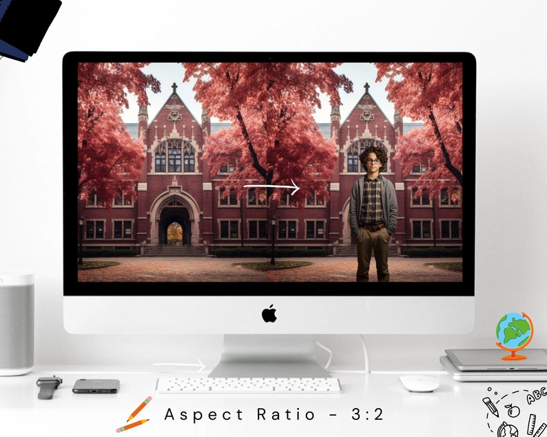 Back to School Backdrops, Digital High School University Backgrounds ...