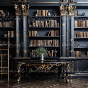 12 Zoom Background, Dark Library Virtual Zoom Backdrop, Microsoft Teams ...