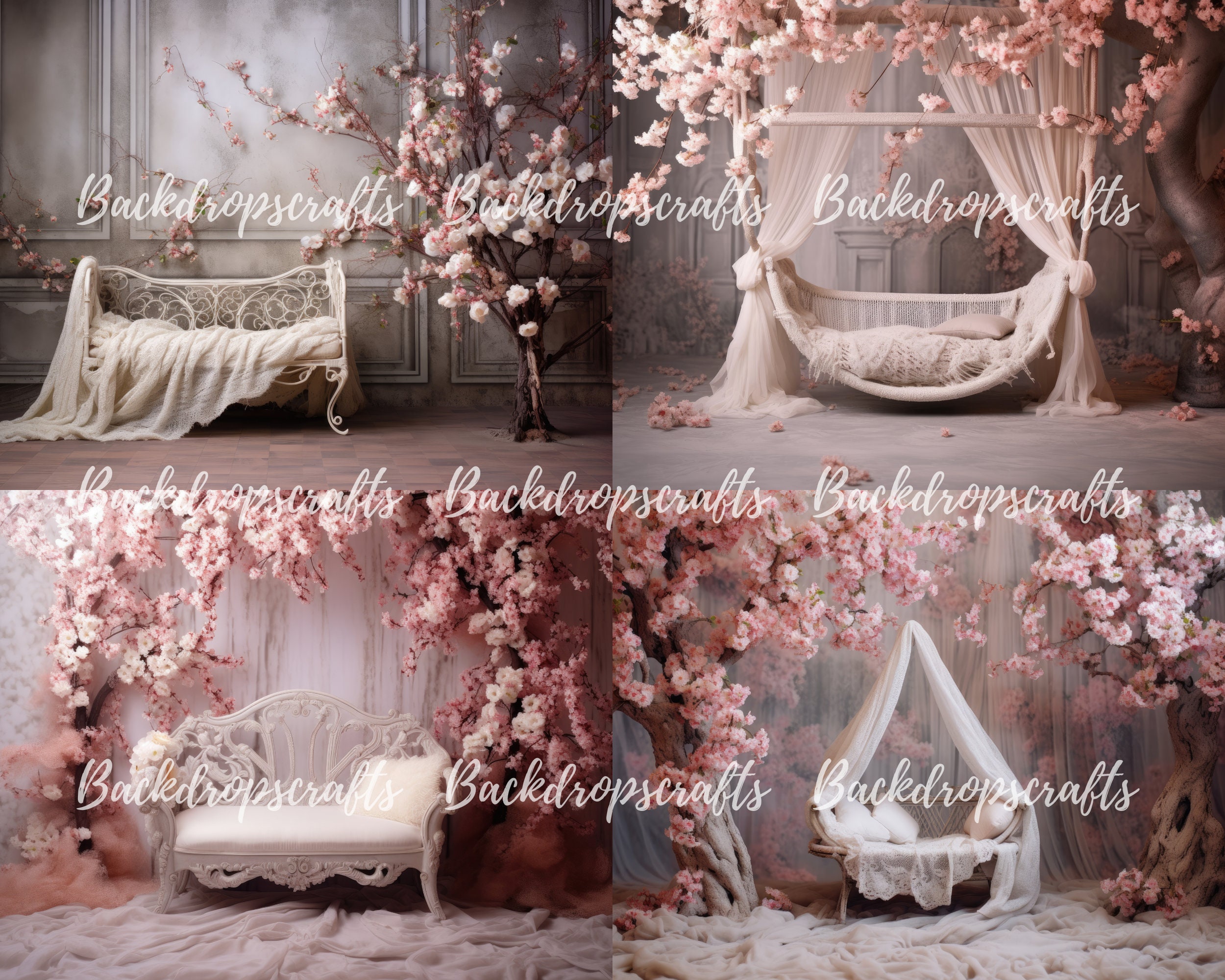 Newborn Digital Cherry Blossom Backdrops 8 Newborn Digital - Etsy