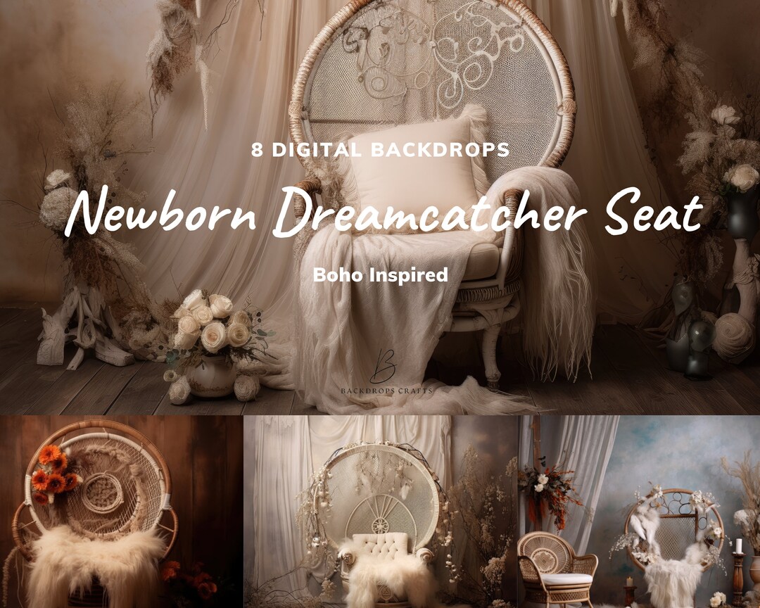 Newborn Dreamcatcher Seat Backdrops, 8 Boho Inspired Newborn Digital ...
