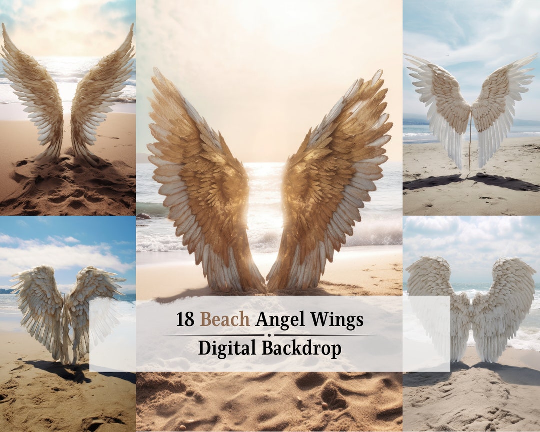 Beach Angel Wings Digital Backdrops, Photography Overlays (digital ...