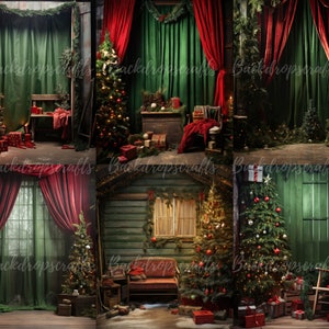 18 Christmas Green Digital Backdrops, Winter Background Overlays ...