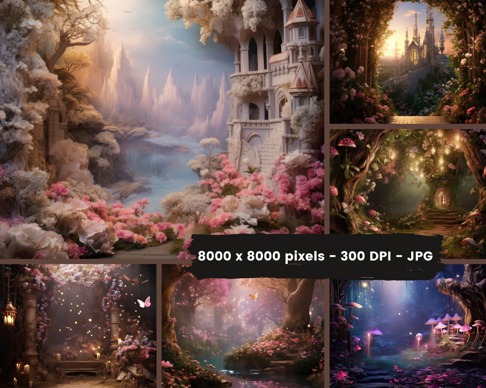 20 Fairytale Digital Backdrops for Princess and Kids, Fantasy Backdrops ...