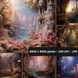 20 Fairytale Digital Backdrops for Princess and Kids, Fantasy Backdrops ...