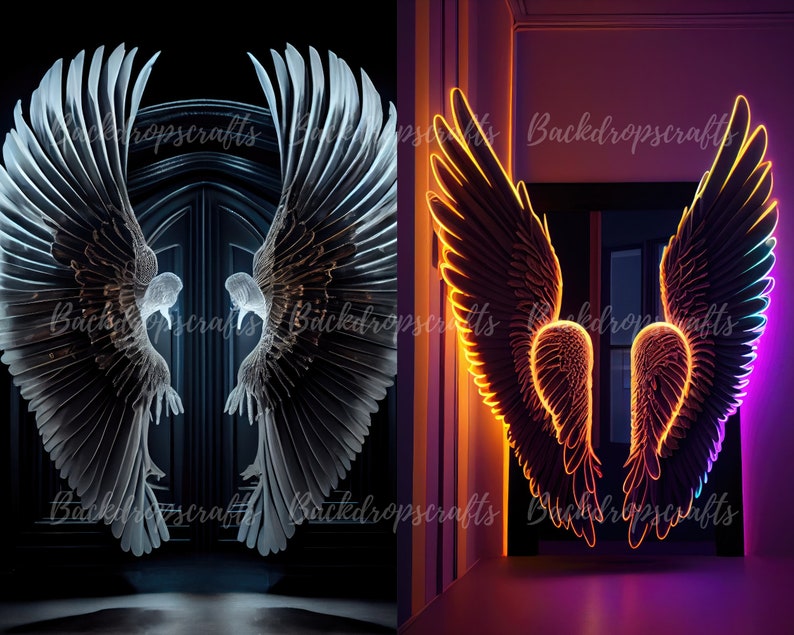 20 Digital Backdrops, Angel Wings Digital Backgrounds, Photography ...