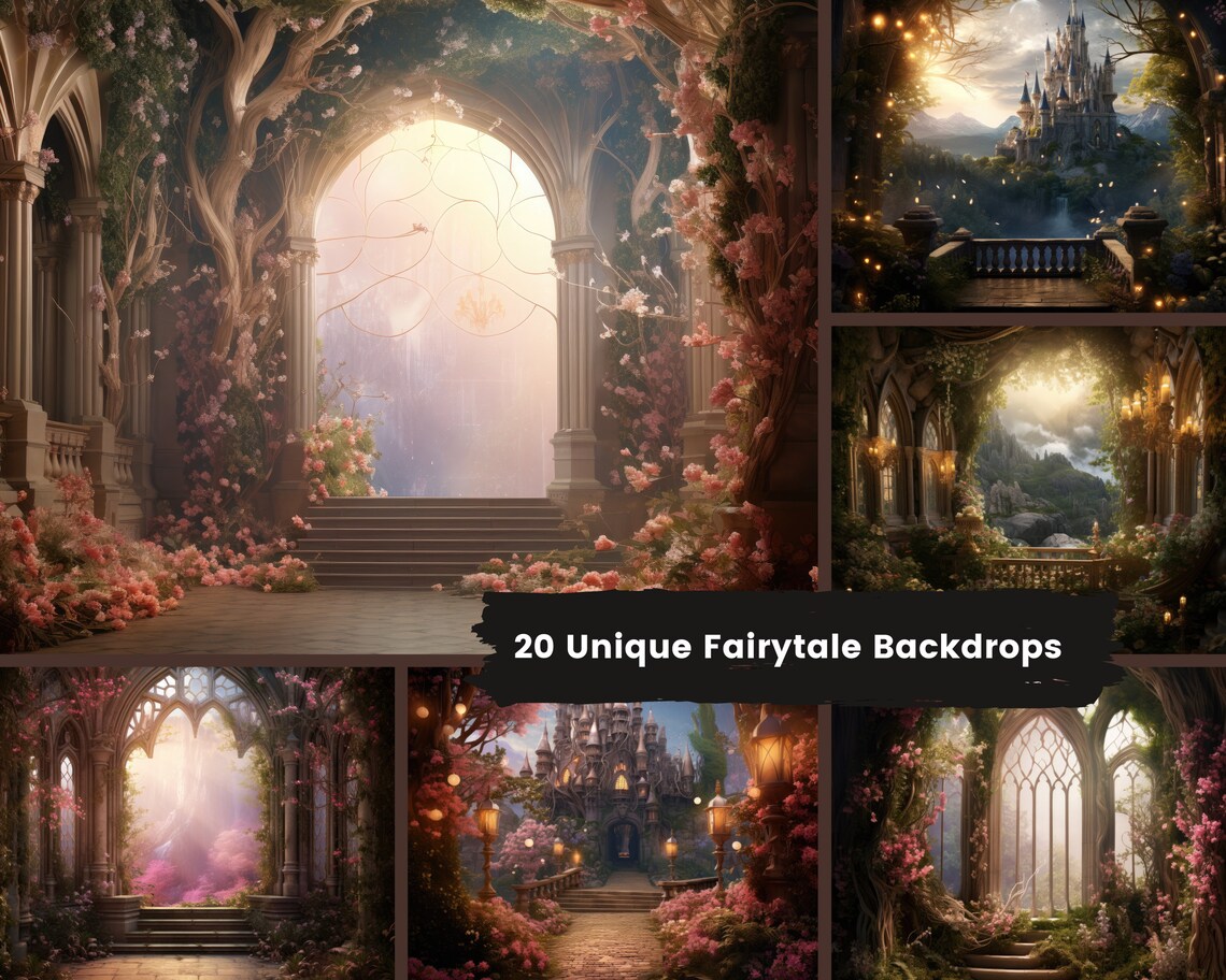 20 Fairytale Digital Backdrops for Princess and Kids, Fantasy Backdrops ...