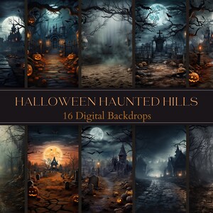 16 Halloween Digital Backdrops of Haunted Hills, Scary Backgrounds ...