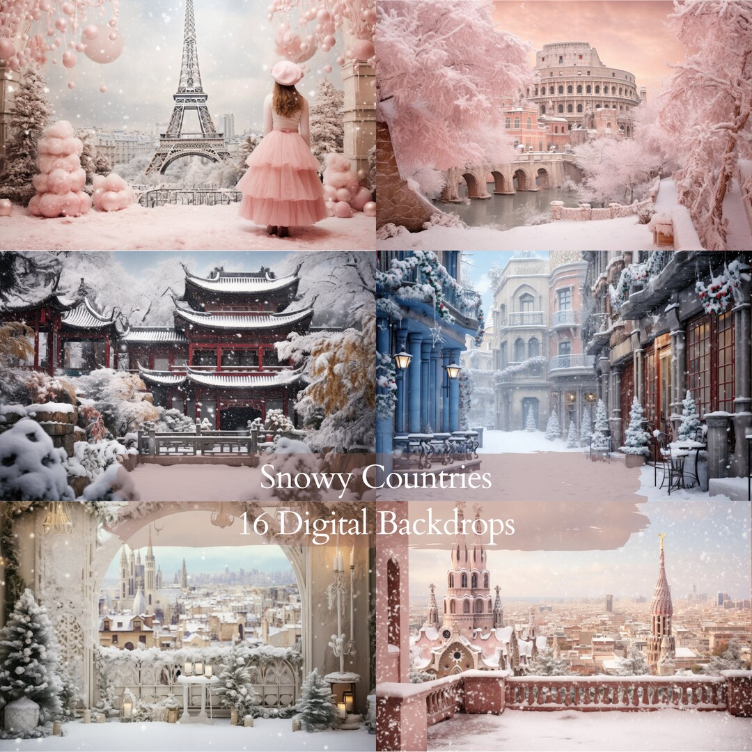 Snowy Countries Digital Backdrops, Studio Backdrops Winter Holiday ...