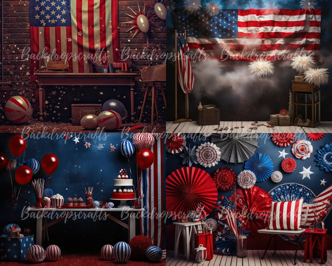 4th of July Digital Backdrops Mega Bundle Patriot Holiday Independence ...