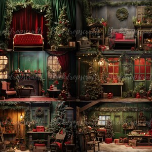 18 Christmas Green Digital Backdrops, Winter Background Overlays ...