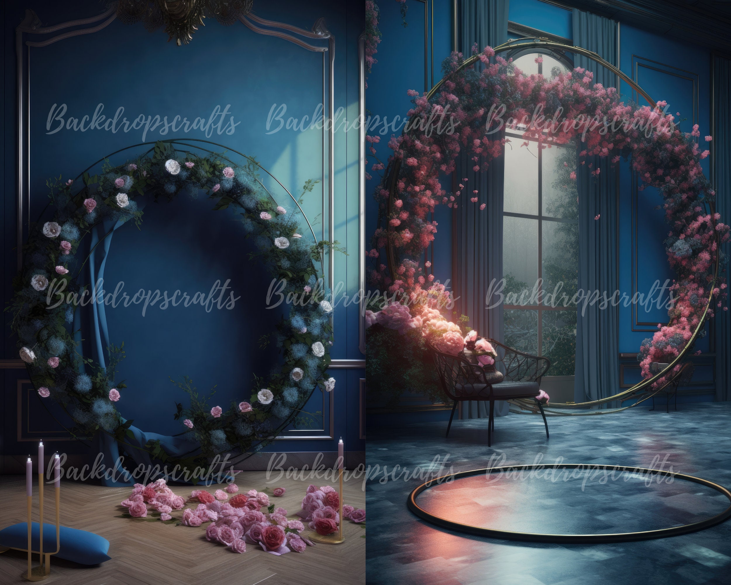 20 Floral Circles Backdrop Overlays Maternity Overlays for - Etsy