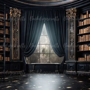 12 Zoom Background, Dark Library Virtual Zoom Backdrop, Microsoft Teams ...