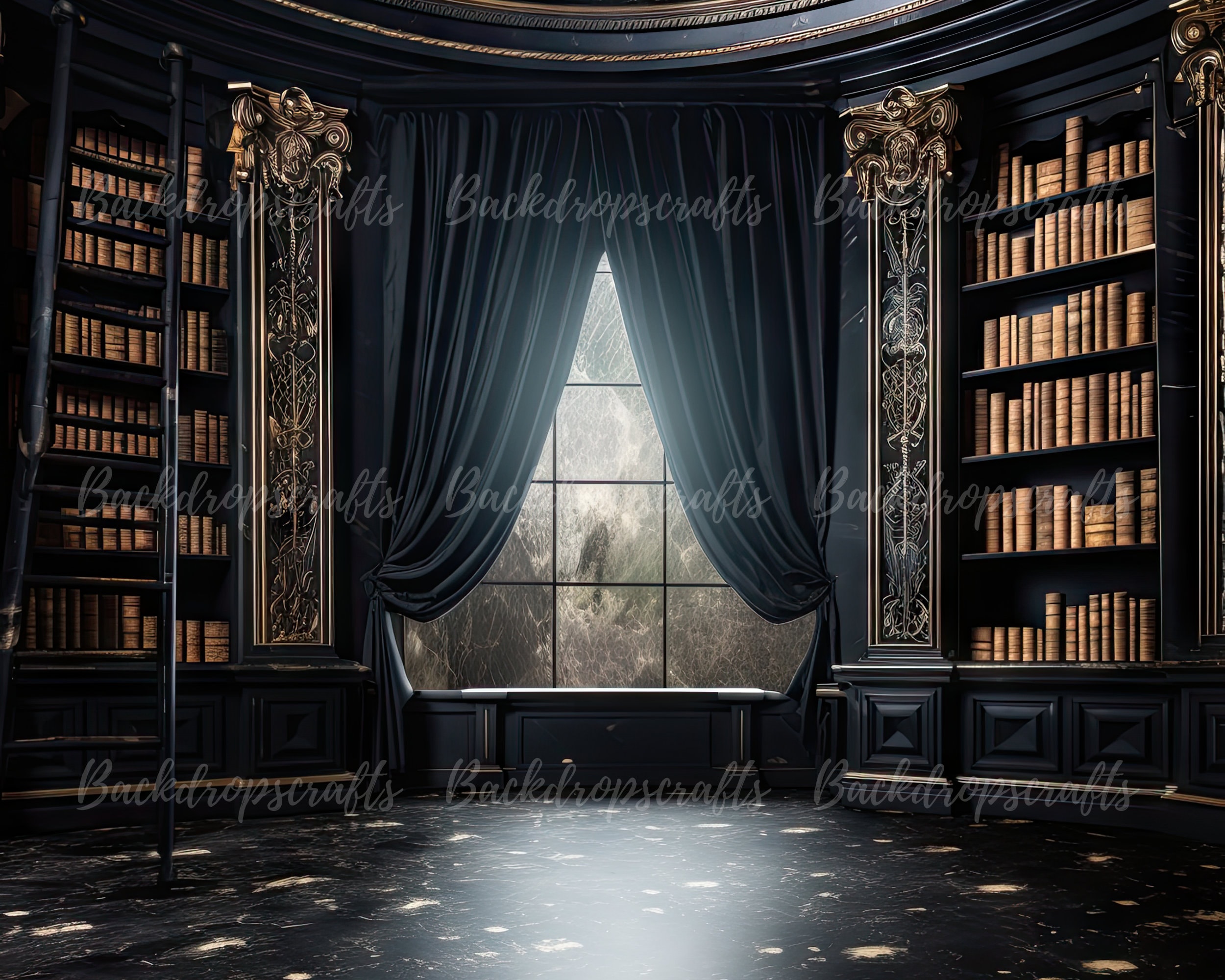 12 Zoom Background, Dark Library Virtual Zoom Backdrop, Microsoft Teams ...