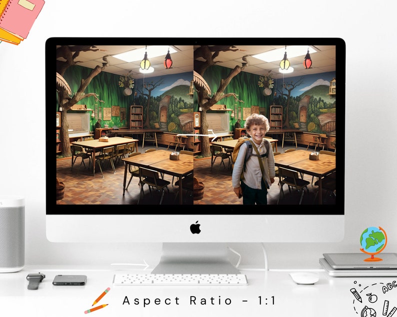 Back to School Digital Backdrops, Elementary Backgrounds for Children ...